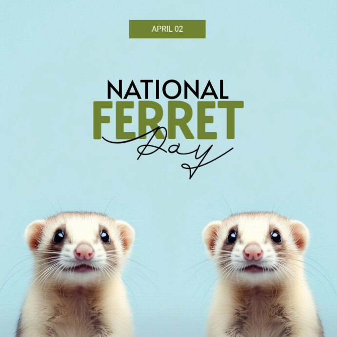 Blue Modern & Minimal National Ferret Day Instagram Post Template ...