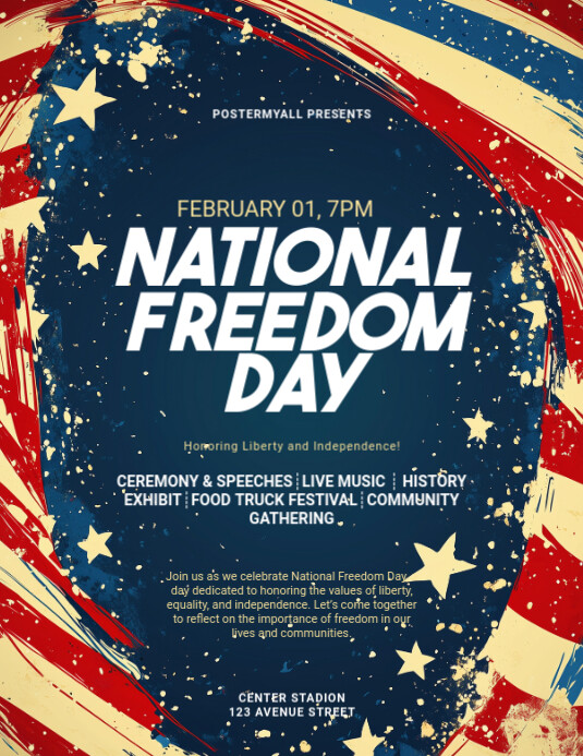 Copy of Blue Modern & Minimal National Freedom Day Event Flyer (us ...