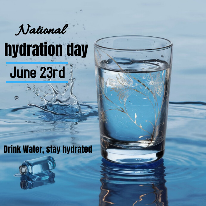 Copy of Blue Modern & Minimal National Hydration Day | PosterMyWall