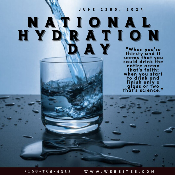 Blue Modern & Minimal National Hydration Day Template | PosterMyWall