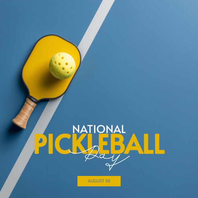 Blue Modern & Minimal National Pickleball Day Instagram Post Template ...