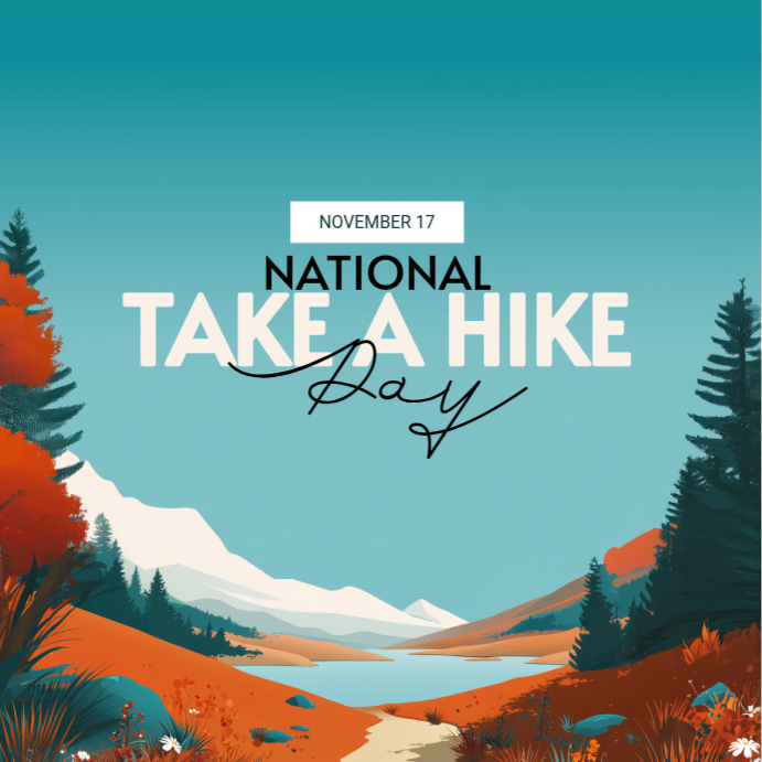 Blue Modern & Minimal National Take A Hike Day Instagram Post Template ...