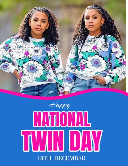 Blue Modern & Minimal National Twin Day Flyer (us Letter) Template ...