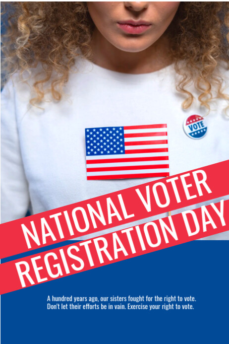 Blue Modern & Minimal National Voter Registr Template | PosterMyWall