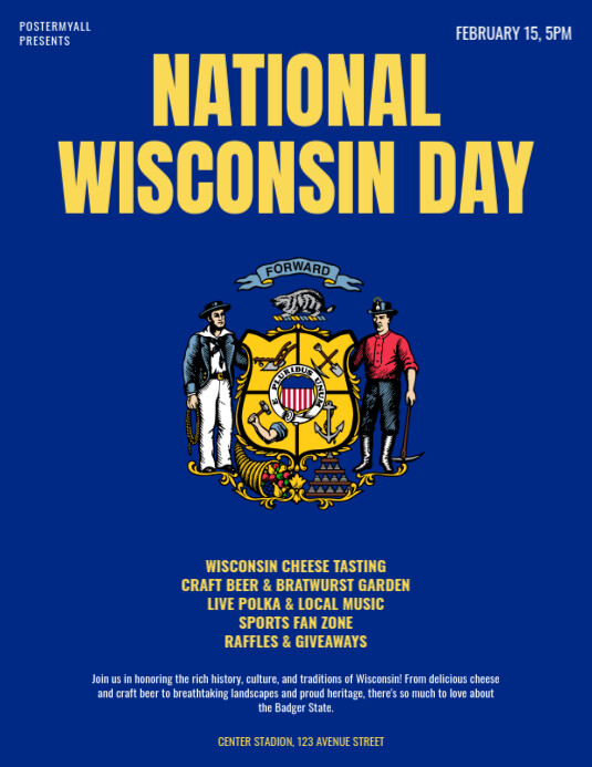 Copy of Blue Modern & Minimal National Wisconsin Day Event Flyer (us ...