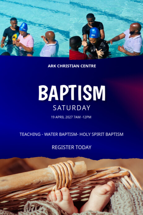Blue Modern & Minimal New Blue Church Baptism Flyer Poster Template | PosterMyWall
