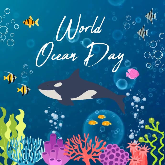 Blue Modern & Minimal Ocean Day Instagram Pos Template | PosterMyWall