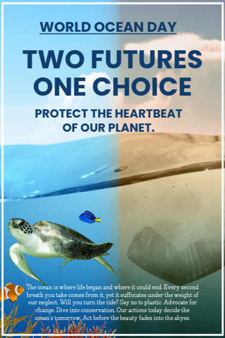 Copy of Blue Modern & Minimal Ocean Pollution Campaign Poster ...