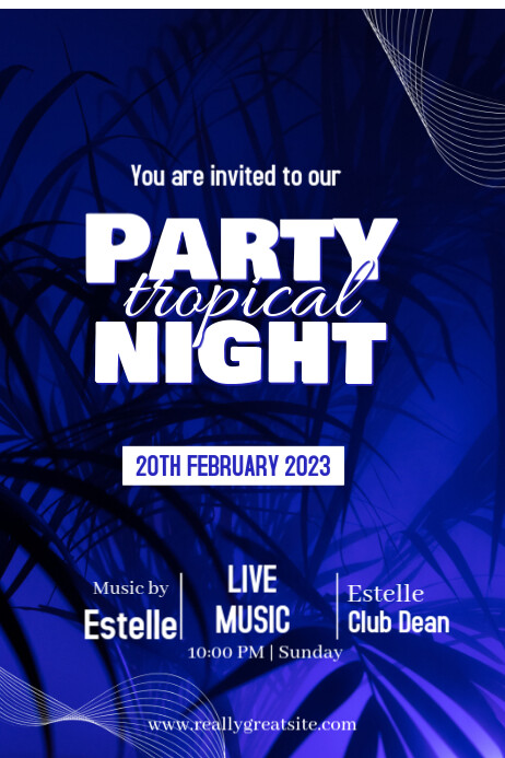 Blue Modern & Minimal Party Night Poster Template | PosterMyWall