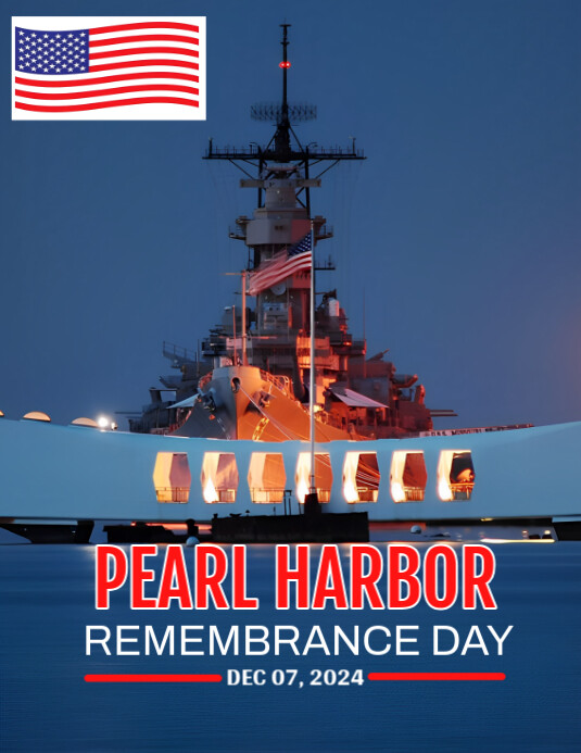 Blue Modern & Minimal Pearl Harbor Remembrance Flyer (us Letter ...