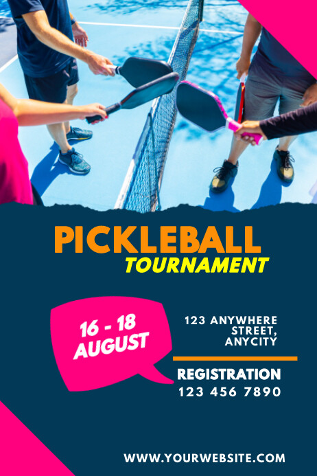 Blue Modern & Minimal Pickleball Tournament P Template | PosterMyWall