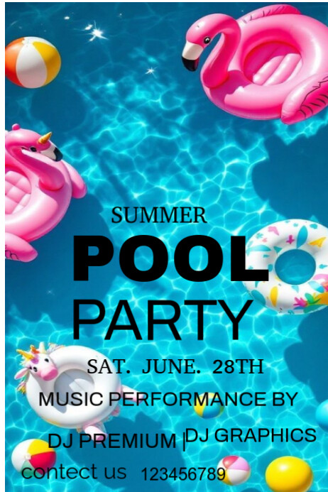 Blue Modern & Minimal Pool Party Poster Template | PosterMyWall