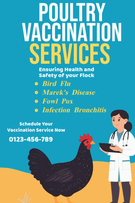 Blue Modern & Minimal Poultry Vaccination Services Poster Template ...
