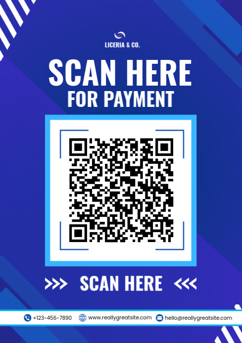 Blue Modern & Minimal Qr Code A4 Template | PosterMyWall