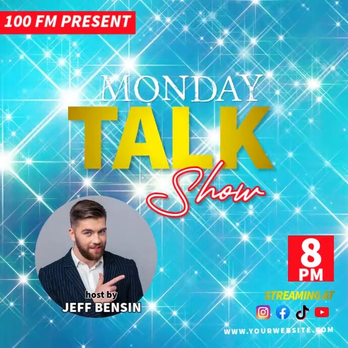 Blue Modern & Minimal Radio Talk Show Pos Instagram Template | PosterMyWall