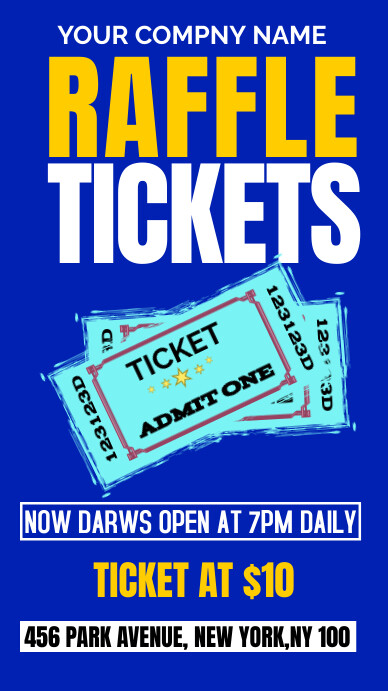 Blue Modern & Minimal Raffle Ticket Instagram Template | PosterMyWall