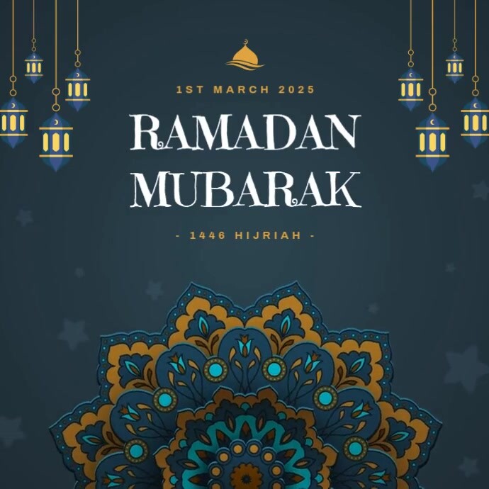 Blue Modern & Minimal Ramadan Mubarak Wish Instagram Post Video ...