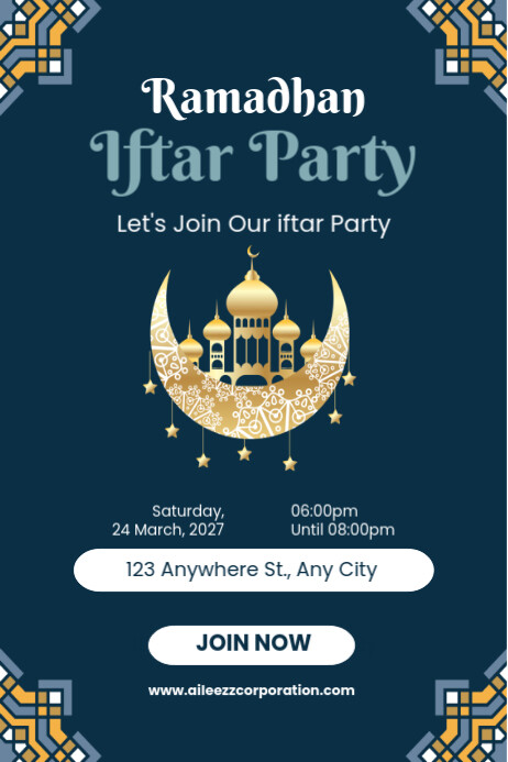 Copy of Blue Modern & Minimal Ramadhan Iftar Party Poster | PosterMyWall