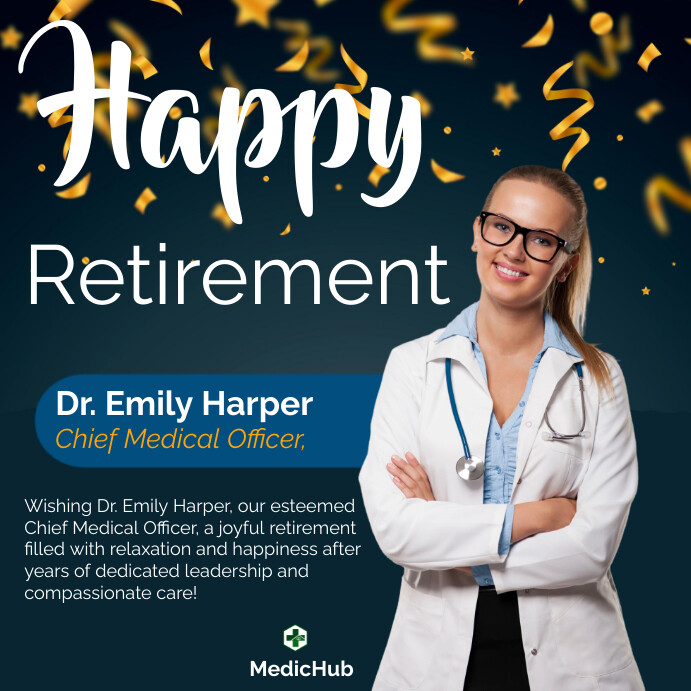 Copy of Blue Modern & Minimal Retirement Square (1:1) | PosterMyWall