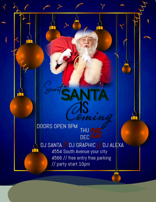 Copy of Blue Modern & Minimal Santa Is Coming Flyer (us Letter ...