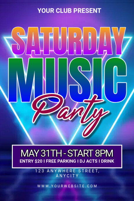 Copy of Blue Modern & Minimal Saturday Music Party Poster | PosterMyWall