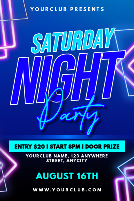 Copy of Blue Modern & Minimal Saturday Night Party Poster | PosterMyWall
