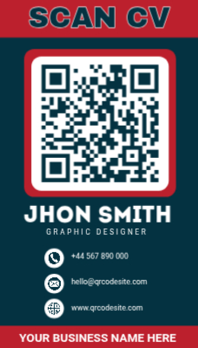 Blue Modern & Minimal Scan Cv Business Card Template | PosterMyWall