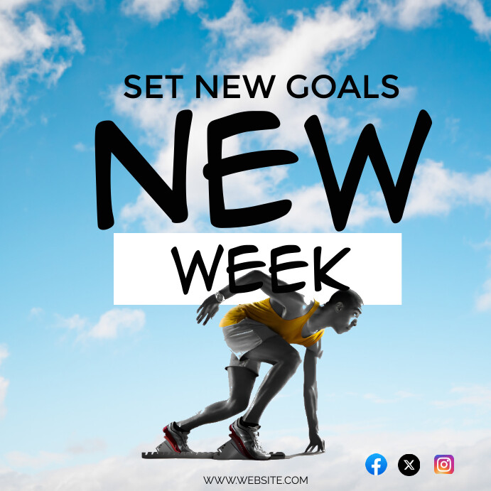 Blue Modern & Minimal Set New Goals, New Week Template | PosterMyWall