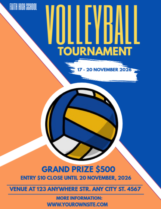 Copy of Blue Modern & Minimal Simple Volleyball Competition Poster With ...