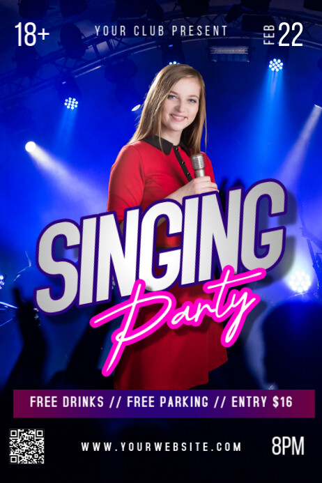 Blue Modern & Minimal Singing Party Poster Template | PosterMyWall