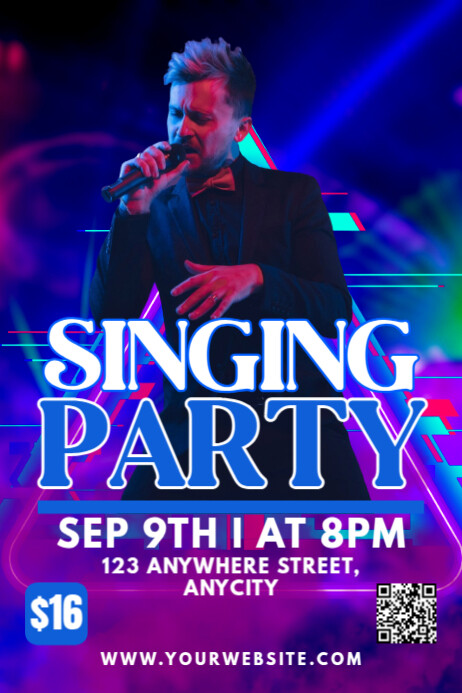 Blue Modern & Minimal Singing Party Poster Template | PosterMyWall