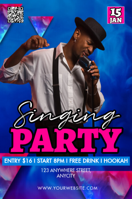 Blue Modern & Minimal Singing Party Poster Template | PosterMyWall