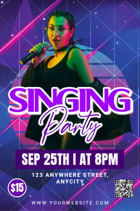 Blue Modern & Minimal Singing Party Poster Template | PosterMyWall