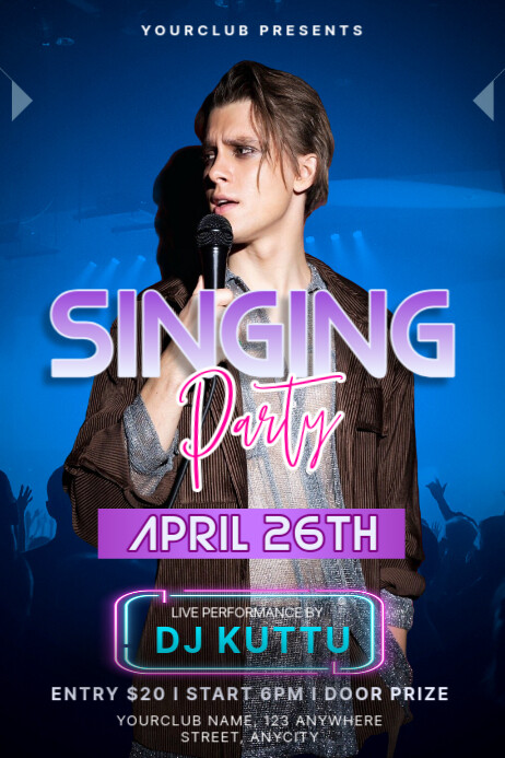 Blue Modern & Minimal Singing Party Poster Template | PosterMyWall
