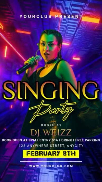 Blue Modern & Minimal Singing Party Reel Instagram Template | PosterMyWall