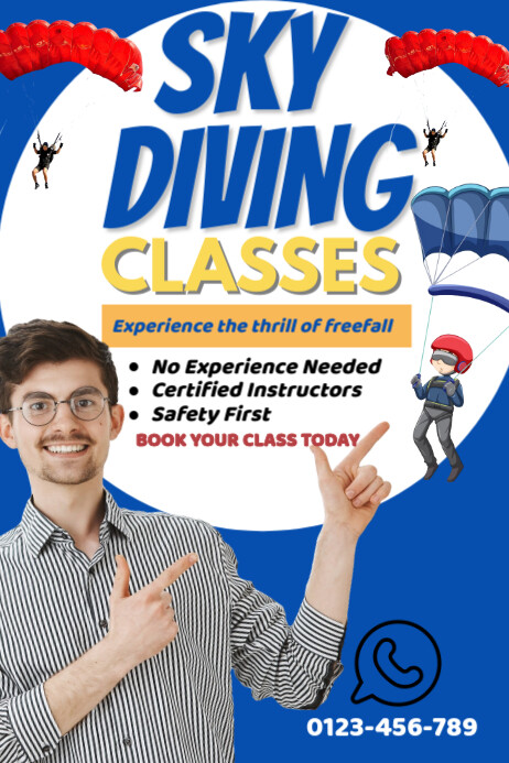 Copy of Blue Modern & Minimal Sky Diving Classes Poster | PosterMyWall