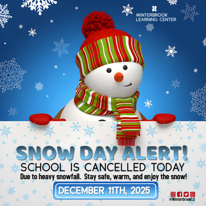 Blue Modern & Minimal Snow Day Announcement Template Square (1:1 ...
