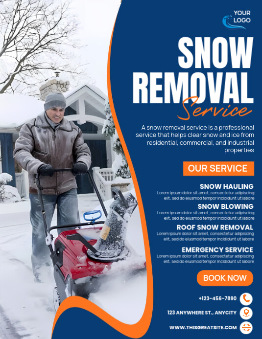 Blue Modern & Minimal Snow Removal Service Flyer (us Letter) Template ...