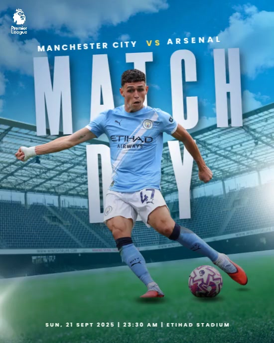 Blue Modern & Minimal Soccer Match Day Instagram Portrait Template ...