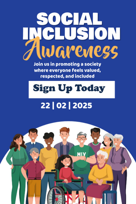 Blue Modern & Minimal Social Inclusion Awareness Poster Template | PosterMyWall