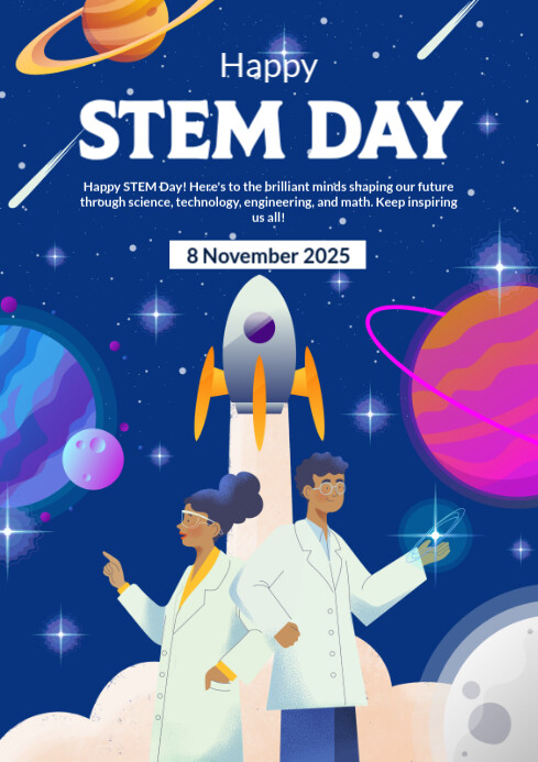 Blue Modern & Minimal Stem Science Flyer A4 Template | PosterMyWall