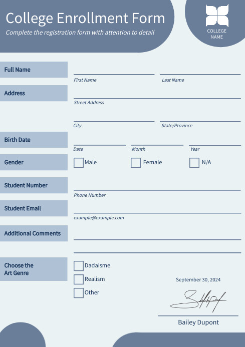 Blue Modern & Minimal Students Registration Template | PosterMyWall