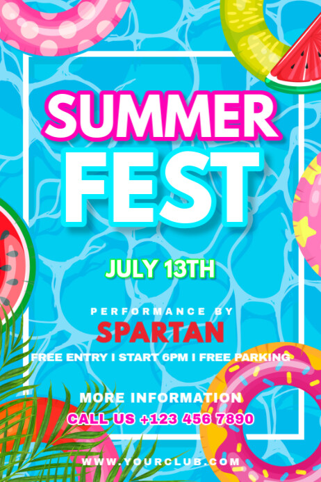 Blue Modern & Minimal Summer Fest Poster Template | PosterMyWall