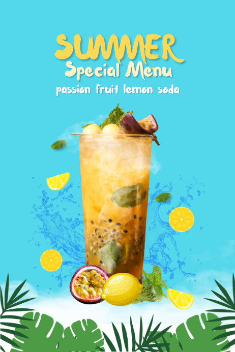 Copy of Blue Modern & Minimal Summer Fresh Drink Pos | PosterMyWall