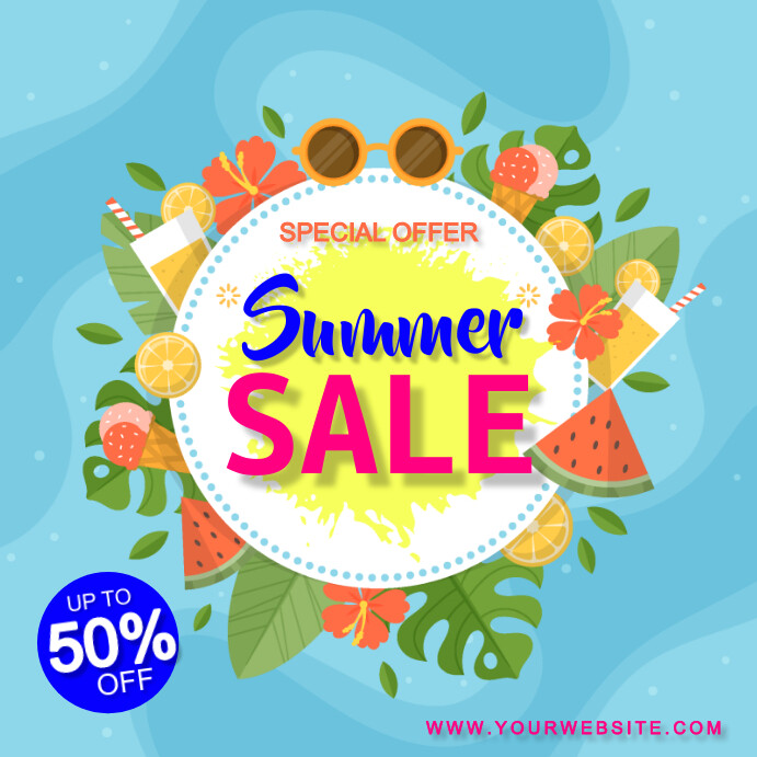 Blue Modern & Minimal Summer Sale Pos Instagr Template | PosterMyWall