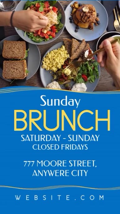 Blue Modern & Minimal Sunday Brunch Instagram Reel Template | PosterMyWall