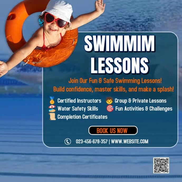 Blue Modern & Minimal Swimming Pool Flyers Instagram Post Template ...