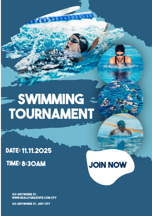 Copy of Blue Modern & Minimal Swimming Tournament A4 | PosterMyWall