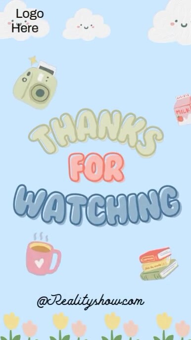 Blue Modern & Minimal Thanks For Watching Outro Instagram Reel Template ...