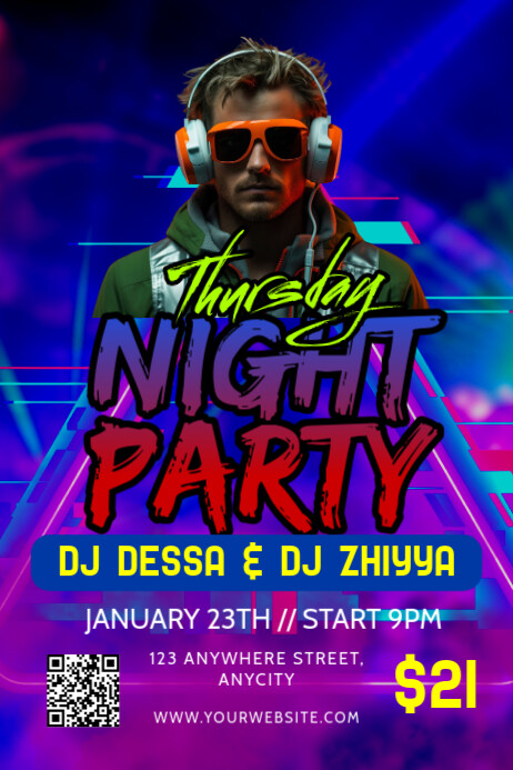 Blue Modern & Minimal Thursday Night Party Poster Template | PosterMyWall